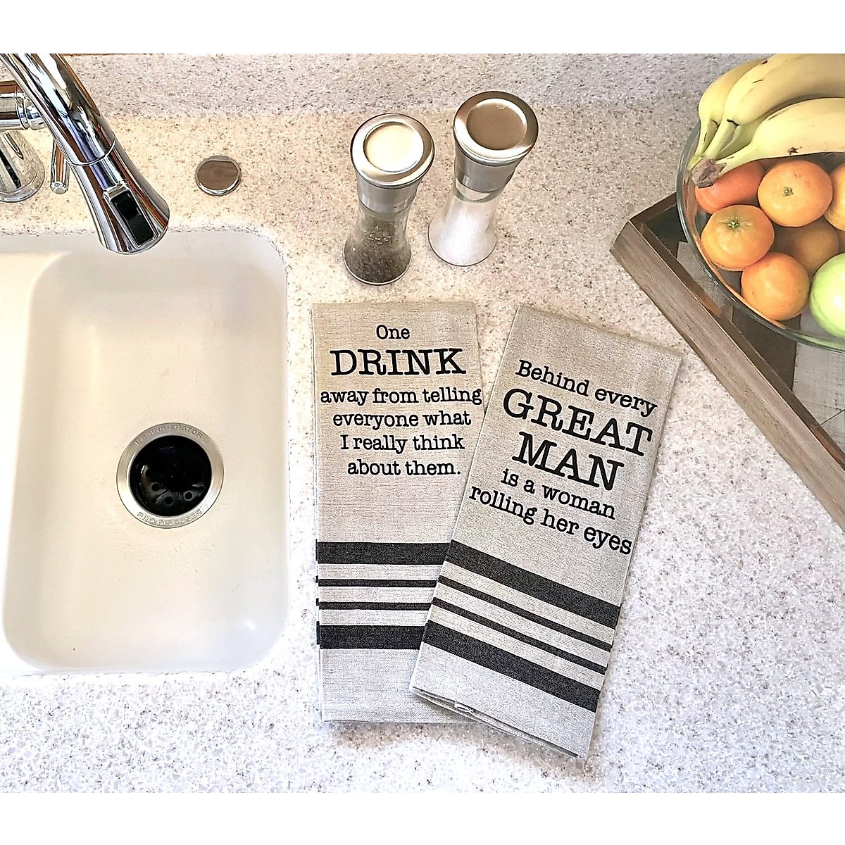 fillURbasket Funny Kitchen Towels with Sayings Fun Dish Towels Set with Wine Alcohol Drinking Theme Man Cave Gift 5 Flour Sack Towels for Bar Kitchen Decor Dish Drying 16x28 Cotton