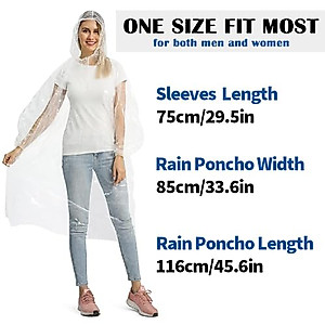 20 Pack Disposable Rain Poncho, Opret Emergency Poncho Waterproof Raincoat with Hood for Camping, Hiking, Cycling, Theme Park and Festival
