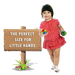 Fun Toy Stringy Balls Game Set of 5 Bundle Gift Box Bulk Relief Relax Fidget Play Squeeze Sensory Rainbow Splat Ball Monkey Toy Pom Pom Stress Ball Games for Kids Children Adults Office and Home