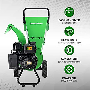 GARDENBEAUT S3 Wood Chipper Shredder, 7 HP 212cc Gasoline Engine, 3" Max Wood Diameter, 1-Year Warranty After Product Registration
