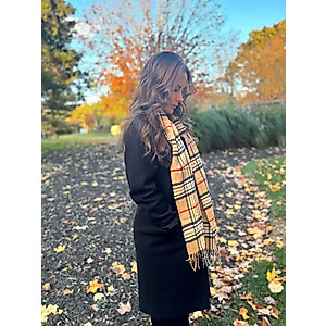 Classic Cashmere Feel Winter Scarf Super Soft Collection (CAMEL PLAID)