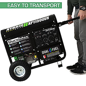 DuroMax XP11500EH Electric Start-Home Back Up & RV Ready, 50 State Approved Dual Fuel Portable Generator-11500 Watt Gas or Propane Powered, Green and Black