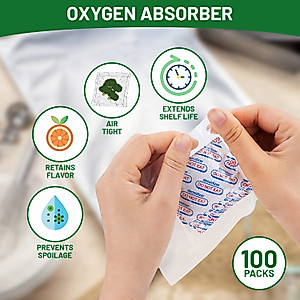 PoshMax Resealable Mylar Bags - Extra Thick Mylar Bags for Food Storage in 3 Sizes, Gallon, Quart and Small | Food Safe Mylar Ziplock Bag with Oxygen Absorbers for Food Storage 500cc | 100 Pack