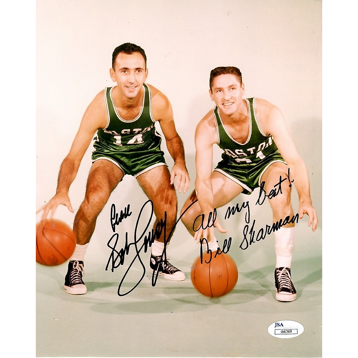 Kirkland Bob Cousey and Bill Sharman, Celtic Greats 8 X 10 Autograph Photo on Glossy Photo Paper