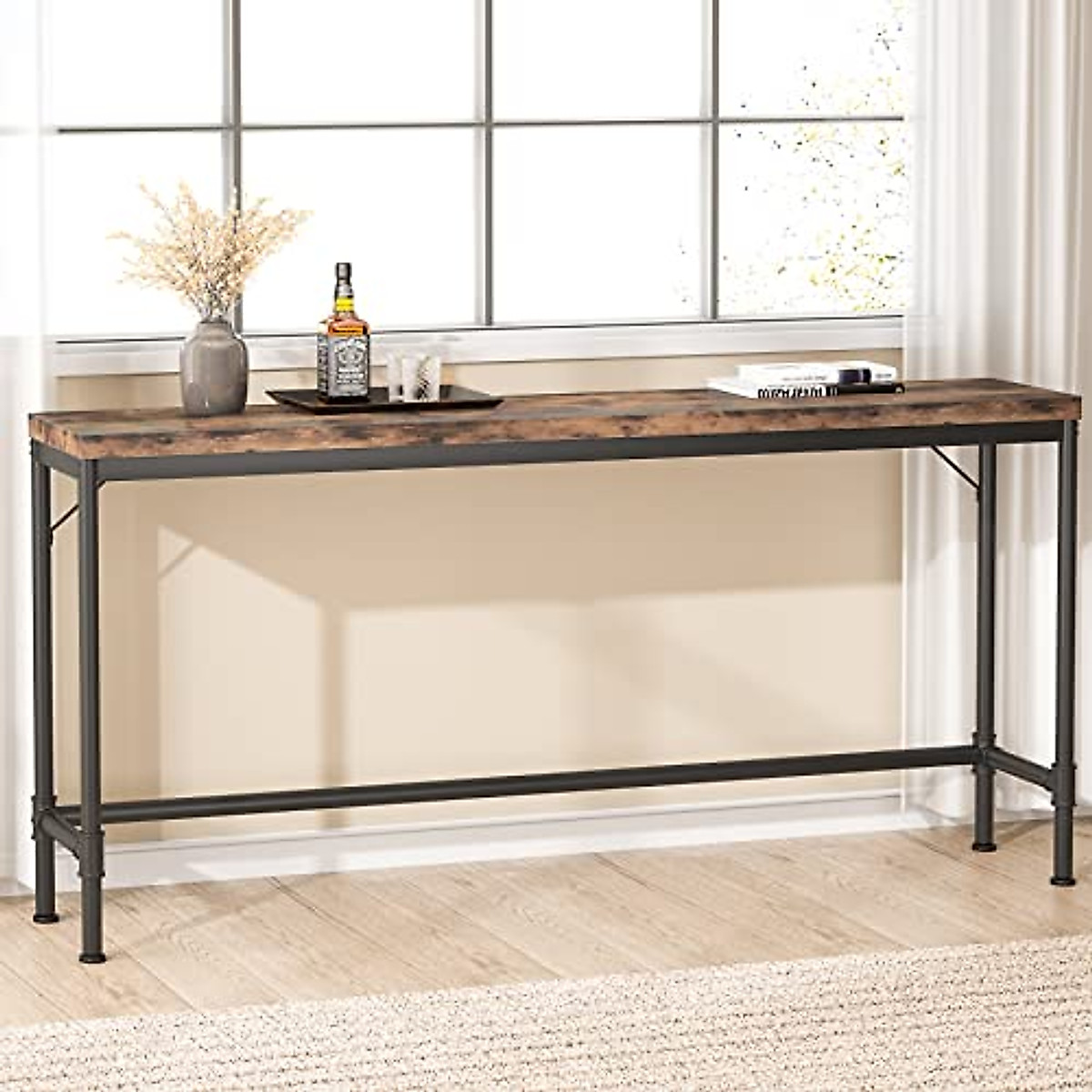 Tribesigns 70.9 Inch Extra Long Console Table, Narrow Long Sofa Table Behind Couch, Rustic Entryway Hallway Table Industrial Height Bar Table for Living Room