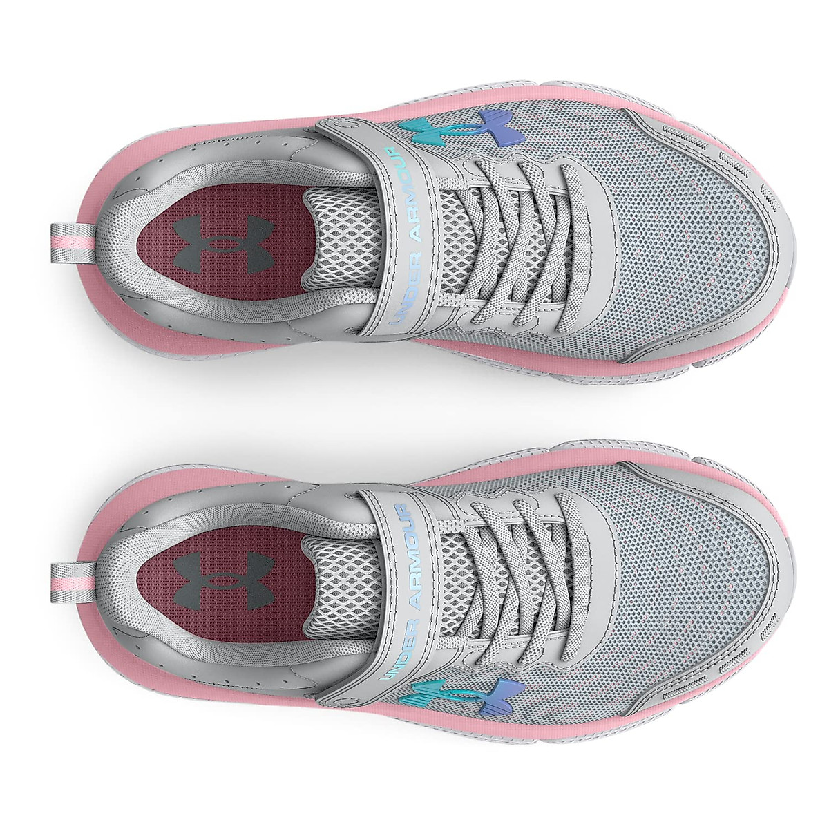 Under Armour Girls' Pre School Assert 10 Alternate Closure, (100) Halo Gray/Pink Sugar/Iridescent, 3, US