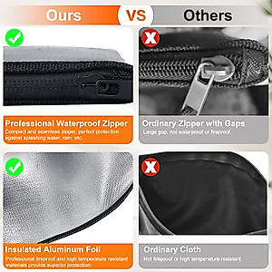 Andyer Fireproof Document Bag with Money Bag - 2 Pack 13.4”x10” and 11"x6" Waterproof & Fireproof Bags - Fireproof Safe Storage Pouch with Zipper for A4 Documents, Money, Cash, Passport and Tablet