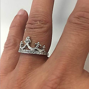 Blue Apple Co. Accent King Queen Half Eternity Crown Ring Round Simulated Cubic Zirconia Solid 925 Sterling Silver, Size - 8