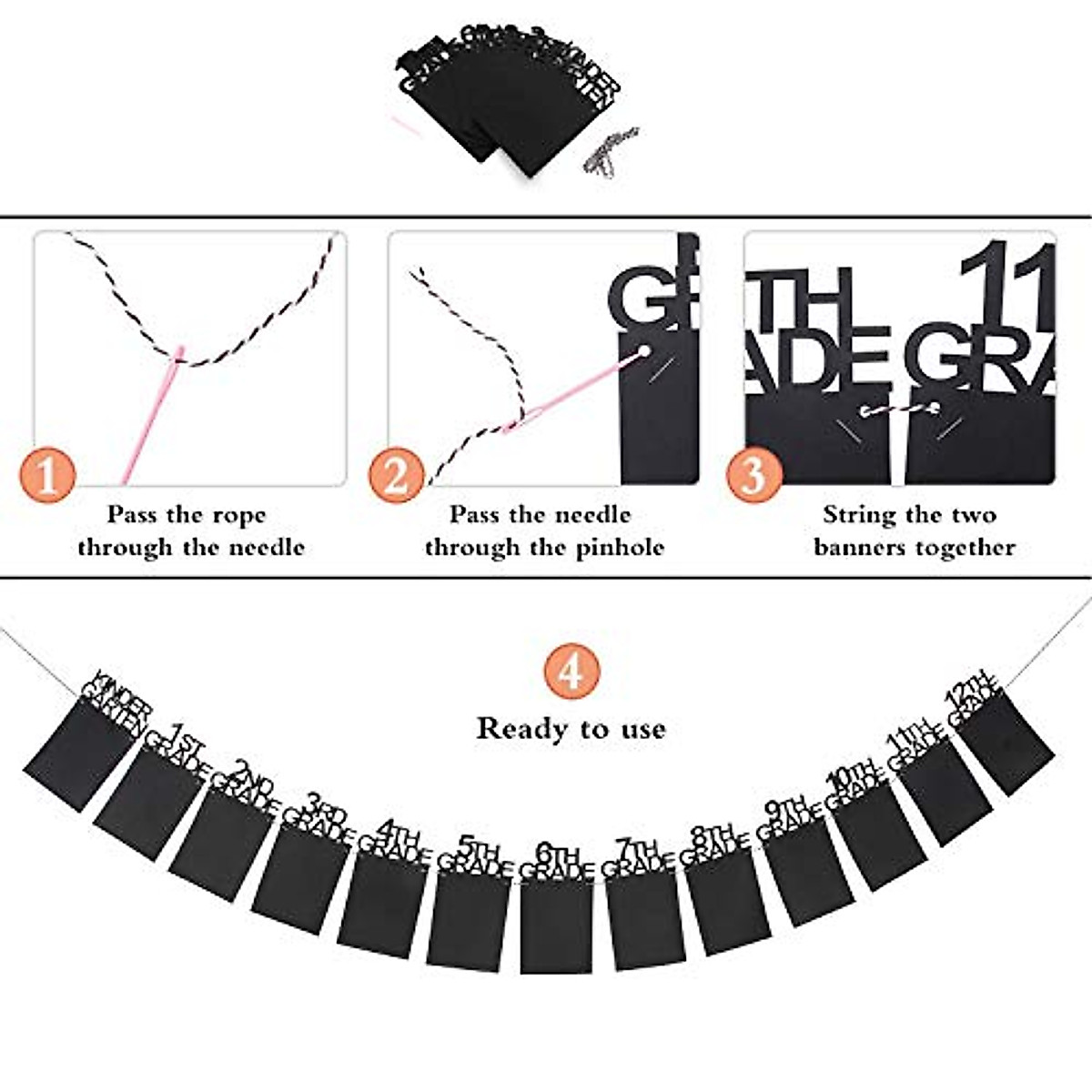 INNORU Graduation Photo Banner, Black 1st - 12th Grade Banner Congrats Graduate Sign - Grad Photo Props Decorations Supplies