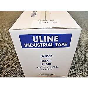 Case of Clear Uline Packing Shipping Box Tape Model S-423 Industrial 2.0 Mils
