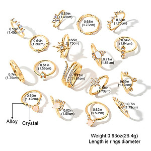 HUASAI Gold Rings for Women Non Tarnish Gifts Trendy Stuff Stackable Rings Boho Knuckle Rings Set Midi Pinky Rings Pack Trendy Turquoise Rings Christmas Gifts Stocking Stuffers(Ring A)