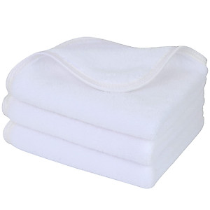 SINLAND Microfiber Face Cloths Reusable Makeup Remover Washcloths Super Soft and Absorbent Fingertip Face Towels for Sensitive Skin Women 12 x 12 Inch 3 Pack White