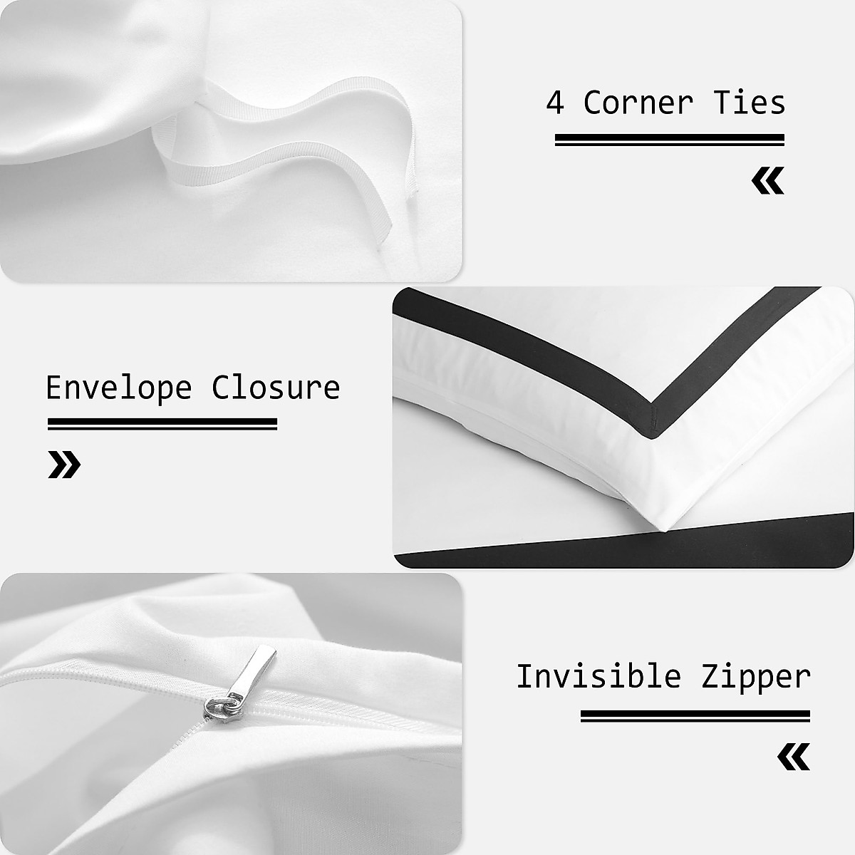 OSVINO Hotel Duvet Cover Set King Size 3Pcs Microfiber Black Line Pattern Bedding Collection Ultra Soft Breathable Duvet Cover with Pillowcases