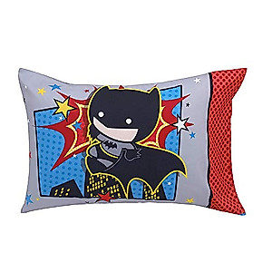 Warner Brothers Justice League 4 Piece Toddler Bedding Set, Grey/Blue/Red/Black