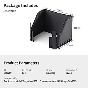 SmallRig Ninja V Sun Hood / Ninja V+ Sun Hood / Shinobi 5” Sun Hood for Atomos Shinobi 5”/ Ninja V / Ninja V+ SmallRig Cage VH2269