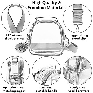 Oboo Clear Bag Stadium Approved, Clear Purse for Women, Cute Crossbody Transparent Bag, See Through Clear Handbag (Silver)