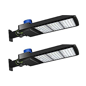 LEDMO 300W LED Parking Lot Lights Adjustable Arm Mount with Photocell 1000-1200W HID/HPS Replacement Waterproof IP65 36000LM 5000K Outdoor Commercial Area Street Flood Lighting(2pack)