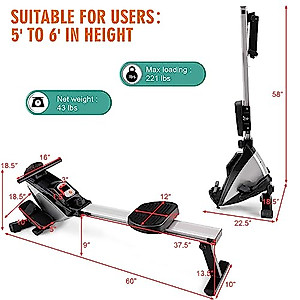 Goplus Folding Rowing Machine,Magnetic Rower with Adjustable Resistance and LCD Display, Exercise Cardio Fitness Equipment for Home Use