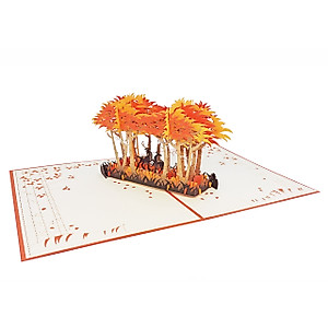 AIT PAPER ART Deer Pop Up Thank You Card, 3D A Couple of Deer in Forest Birthday Cards, Funny Birthday Card for Valentine's Day, for Wedding, Thanksgiving, 1 Card 5 x 7 inch, 1 Envelope