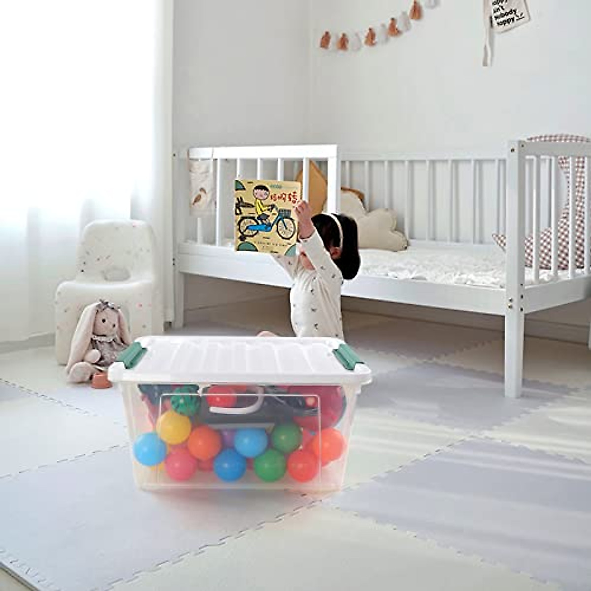 Xowine 6-Pack Clear Plastic Storage Boxes, 35 L Plastic Storage Bins with Lids