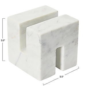 Creative Co-Op Contemporary Marble Cookbook Stand Décor, White
