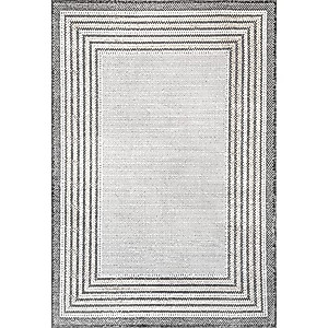nuLOOM Anya Machine Washable Casual Border Area Rug, 6' 7" x 9', Grey