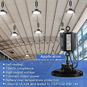 4Pack 40W LED Emergency Backup Driver, 0/1-10V Dimmable, 90mins Backup Time AC100-347V Emergency Backup Battery, Output 170V DC,UL-Listed -Ideal Power Supply for High Bay Light, 5-Year Warranty