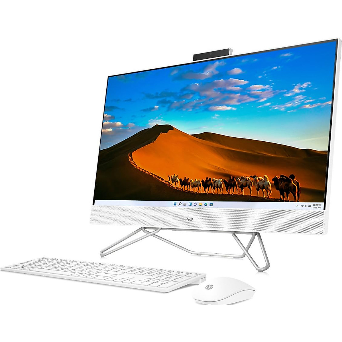 HP 27" Touchscreen All-in-One Desktop Computer, FHD IPS Display, AMD Ryzen 7 5700U(Beats i7-1265U), 32GB RAM, 2TB SSD, WiFi, 1080P Webcam, Wireless KB/Mouse Combo, Windows 11, Bundle with JAWFOAL