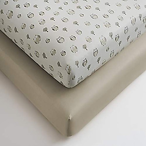 Cuddles & Cribs 2 Pack GOTS Certified Organic Cotton Fitted Crib Sheet - Tan, Owl