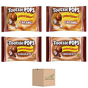 Lollipops Bulk 4 Pack- Limited Edition Caramel and Chocolate Pop Lollipops Bulk, Gourmet Lollipop, Chocolate Caramel Candy, Lollipops Individually Wrapped Bulk (4 Bags Total)
