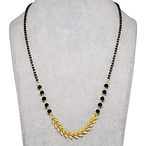 Aleafa Armlet Presents Gold Plated Combo of 3 Mangalsutra Necklace Pendant Tanmaniya Nallapusalu Black Bead Chain for Woman and Girls. #Aport-0746