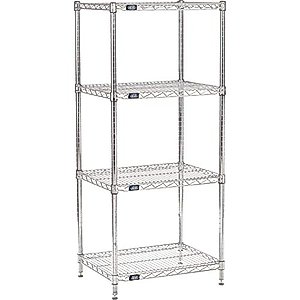 Nexel 18" x 24" x 63", 4 Tier Adjustable Wire Shelving Unit, NSF Listed Commercial Storage Rack, Chrome Finish, leveling feet