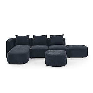 L-Shaped Sectional Sofa Couch DIY Combination w/Movable Ottoman, Modern Convertible Modular Sofa & Couch Cloud Deep Seater Sofá
