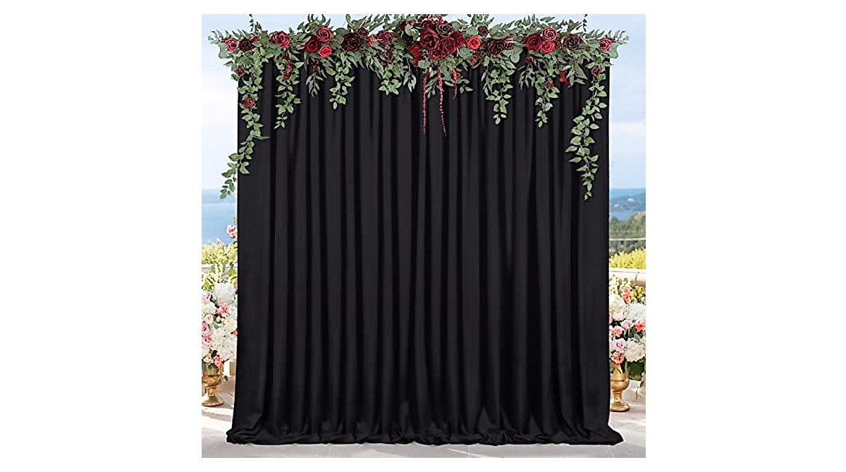 Black Polyester Backdrop Curtains for Party & Photography