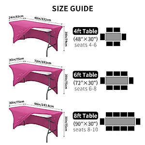 Indoor-Beauty Spandex Tablecloth 6FT Stretch Table Cover Fitted Rectangular Tables, Universal Stretch Patio Table Cloth for Wedding, Banquet, Party and Event（Fuchsia, 6FT