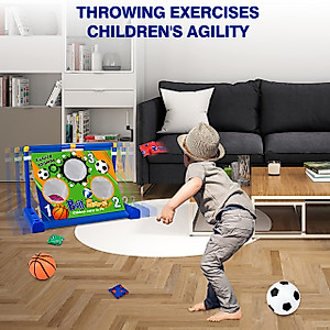 Electric Moving Football Goal Net Set, Football Target Toss with Footballs and Pump,Interactive Training Game Toys for Indoor Outdoor Sports Ball Game, Gift for Boy Girl 3 4 5 6 7 Year