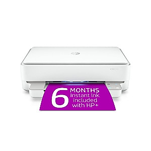 HP Envy 6052e All-in-One Wireless Color Inkjet Printer, Print Copy Scan, 2-Sided Printing, WiFi USB Bluetooth Connectivity, Instant Ink Ready, White (Renewed)