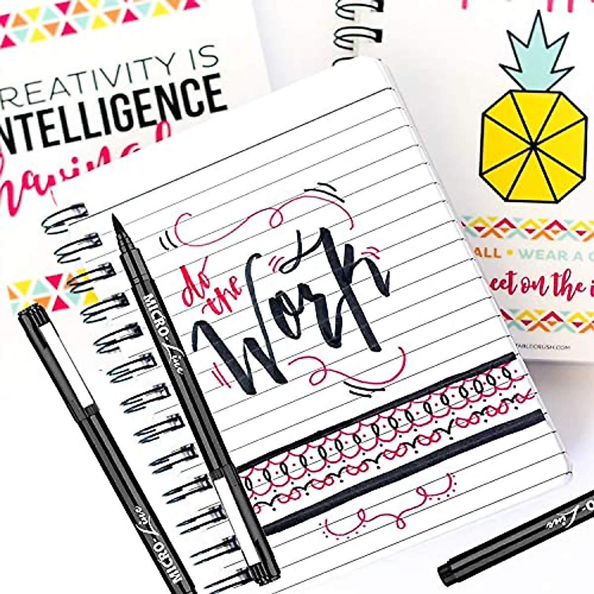 Dyvicl Hand Lettering Pens, Calligraphy Brush Pens Art Markers for Beginners Writing, Sketching, Art Drawing, Illustration, Scrapbooking, Journaling, Black Ink Pen Set, 12 Size