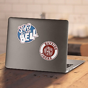 Saved By The Bell Bayside Tigers NBC T Shirt & Stickers, Distressed Logo (Athletic Heather) 3X-Large