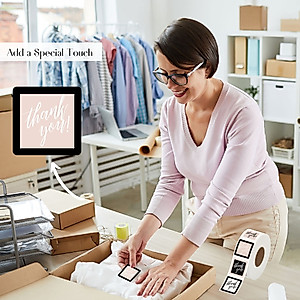 Mobiusea Creation Thank You Stickers Roll | Modern Minimalist | Pink Square 1.5 inch | Waterproof | 500 Labels for Small Business Supplies, Packaging, Bubble Mailer Seal Stickers, Gift Bags