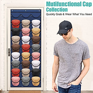 Hat Rack for Baseball Caps 27 Pockets - Hat Organizer Hanging Over The Door Baseball Hat Storage for Closet Wall - Visible Hat Holder With 3 Hooks Hat Holder Hanger for Baseball Cap & Sport Caps