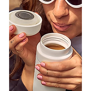 W&P Porter Insulated Bottle 16 oz | Clean Taste Ceramic Coating for Water, Coffee, & Tea | Wide Mouth Vacuum Insulated | Dishwasher Safe, Cream