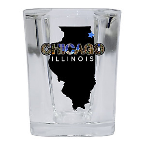 Chicago Illinois Cityscape Skyline Windy City Souvenir Square Shot Glass