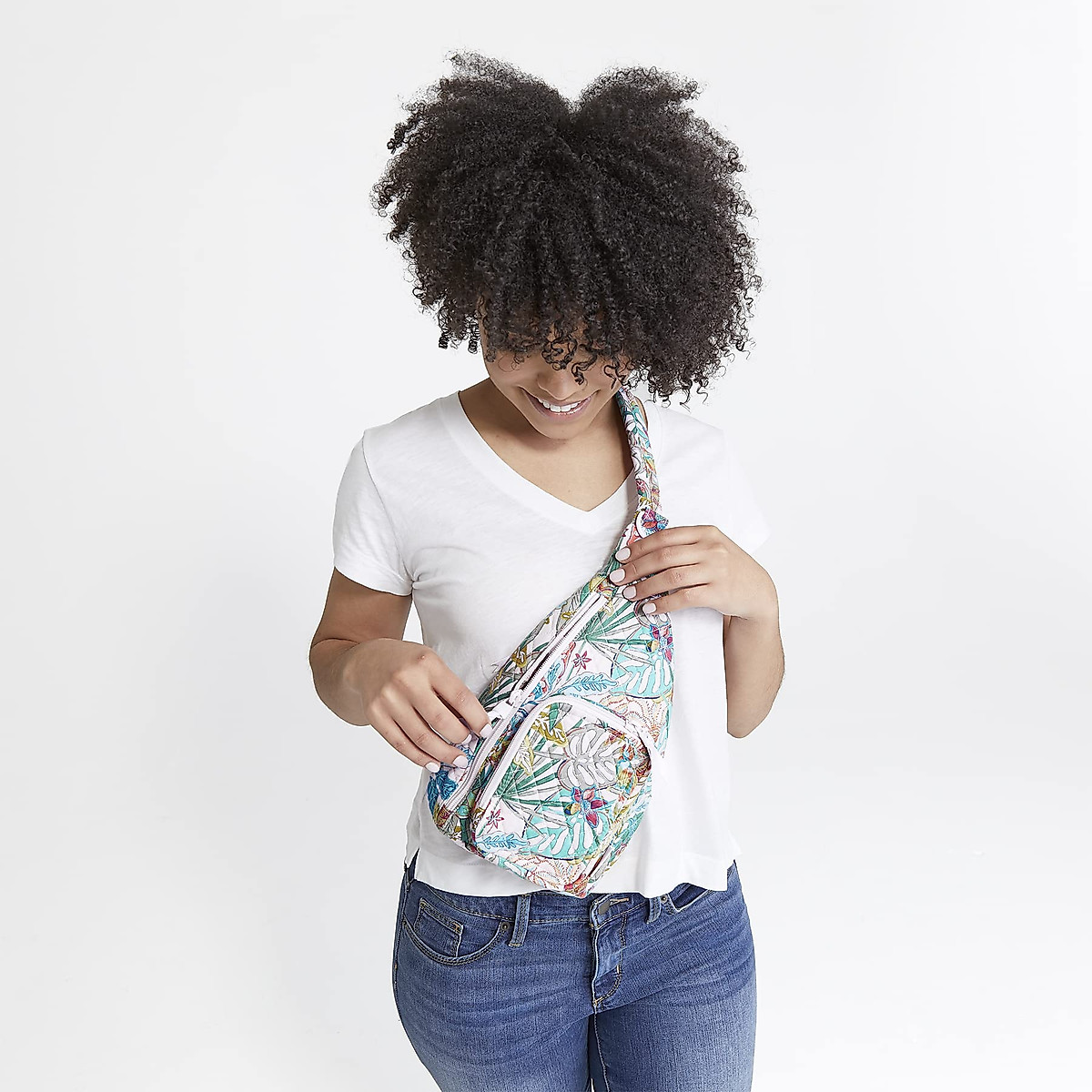 Vera Bradley womens Cotton Mini Sling Backpack Bookbag, Plum Pansies - Recycled Cotton, One Size US