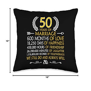 GTee Happy 50th Wedding Anniversary 50 Years of Marriage We Still Do-50th Wedding Anniversary Throw Pillow, 16x16, Multicolor