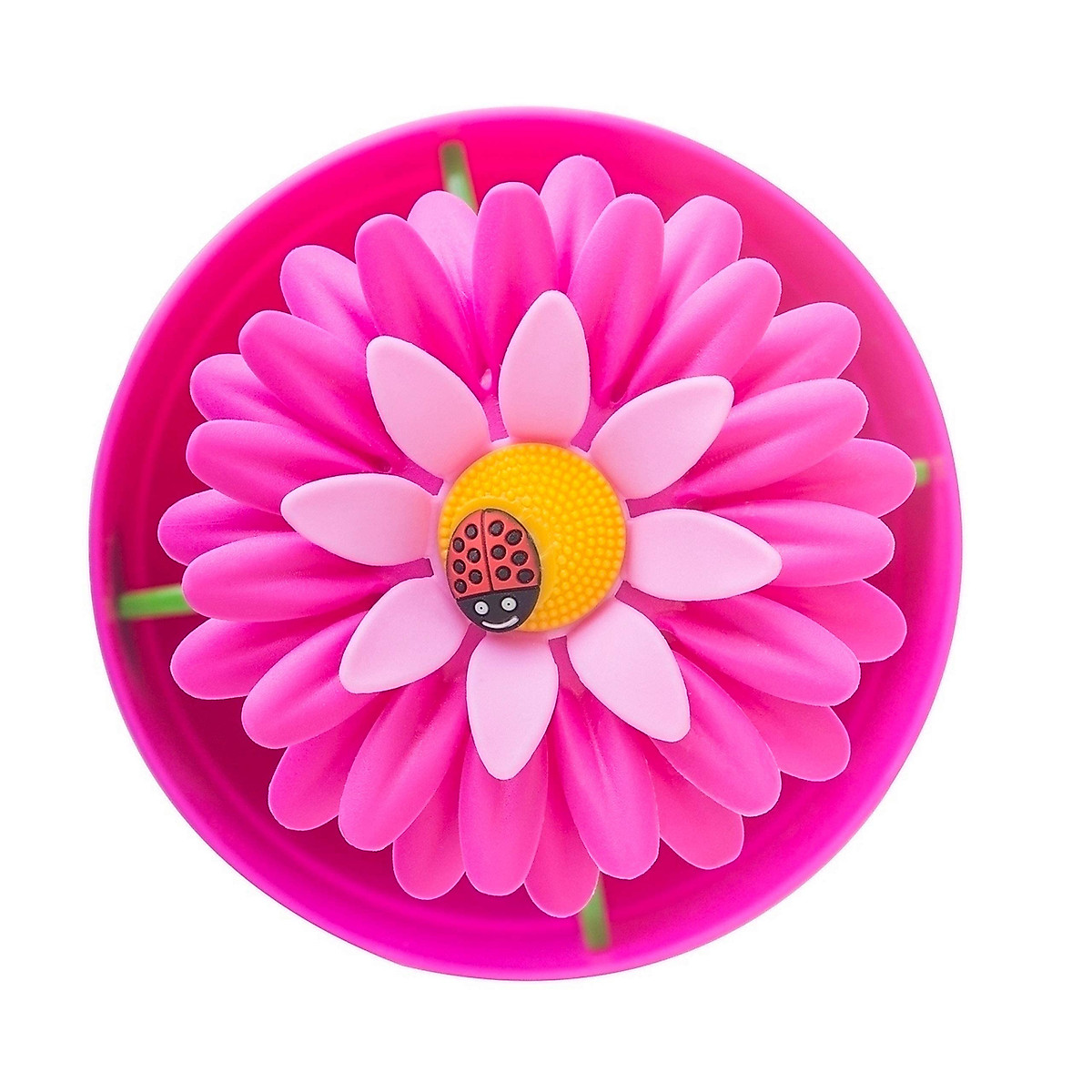 Vigar Flower Power Cutlery Drainer, Four-compartment Flatware Organizer, Flower-pot Design, Pink