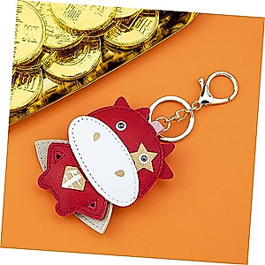Cabilock 3 pcs Key Chain Animal Keychains Backpack Keychains Keychain for Kids New Year Party Bag Filler Goodbye Keychain Year of ox Keychain Key Decor Calf Key Pendant PU Keychain Alloy