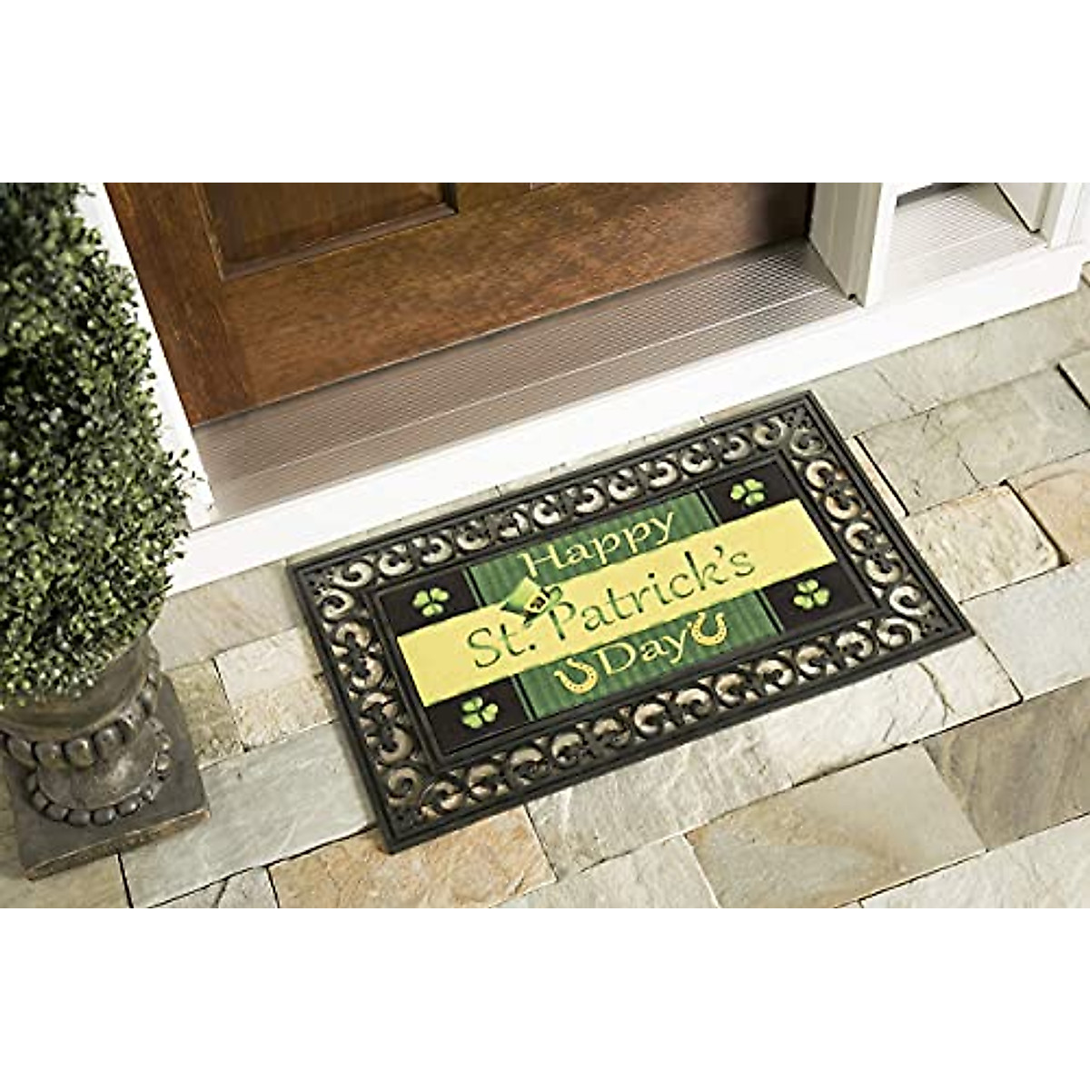 Evergreen Sassafras Bundle - Set of 5 Holidays Interchangeable Entrance Doormats | Indoor and Outdoor |22-in x 10-in doormats and 30-in x 18-in Tray | Non-Slip Backing | Low Profile | Home Décor
