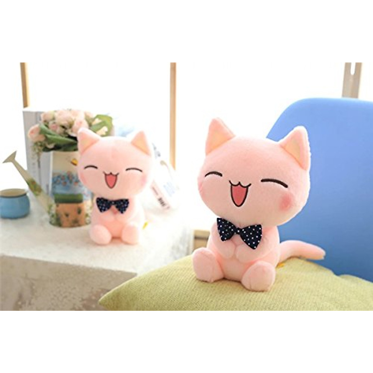 ECTY Cat Plush Cute Plushies, Pink Cat Plushie, Cat Stuffed Animals, Kawaii Plush Toys for Kids - 11 inch