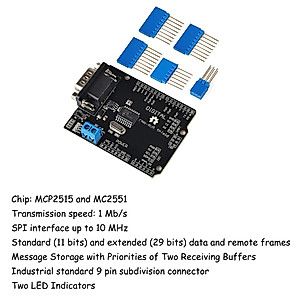 KOOBOOK 2Pcs MCP2515 CAN Bus Shield Controller Expansion Board Development Board SPI Interface Communication Speed High for Arduino